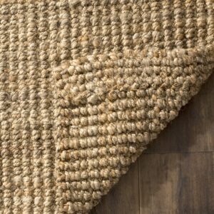 SAFAVIEH Natural Fiber Collection 3' Square Natural NF747A Handmade Farmhouse Premium Jute Area Rug