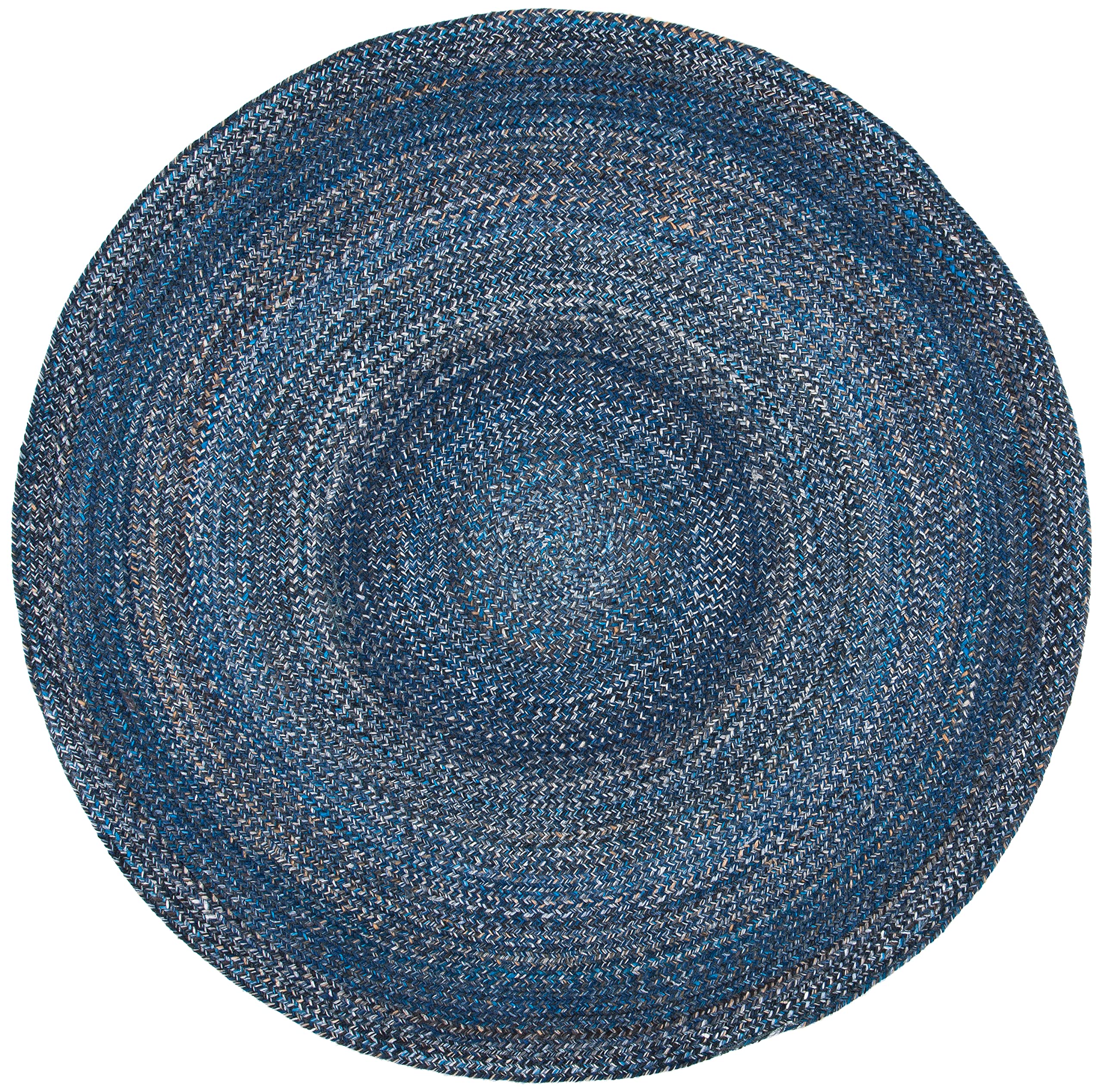 SAFAVIEH Braided Collection 4' Round Navy BRD851N Handmade Country Cottage Reversible Area Rug