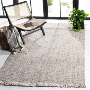 safavieh natural fiber collection area rug - 5' x 8', silver & natural, handmade woven fringe jute, ideal for high traffic areas in living room, bedroom (nf826g)