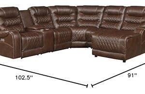 Lexicon Noura Modular Reclining Sectional Sofa, Right Chaise and Left Recliner (Power), Brown