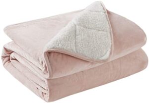 degrees of comfort soft sherpa weighted blanket 7 lbs for kids, pink dual sided cozy fluffy heavy throw, ultra fuzzy blankets with plush flannel top, 41"x 60" blush