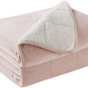 Degrees of Comfort Soft Sherpa Weighted Blanket 7 lbs for Kids, Pink Dual Sided Cozy Fluffy Heavy Throw, Ultra Fuzzy Blankets with Plush Flannel Top, 41"x 60" Blush