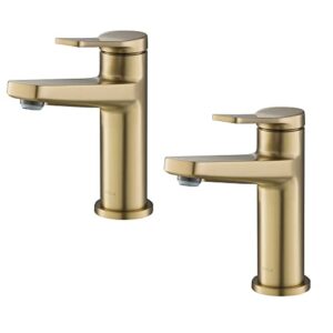 kraus indy single handle basin bathroom faucet in brushed gold, kbf-1401bg (2-pack)