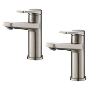 kraus indy single handle basin bathroom faucet in spot free stainless steel, kbf-1401sfs (2-pack)