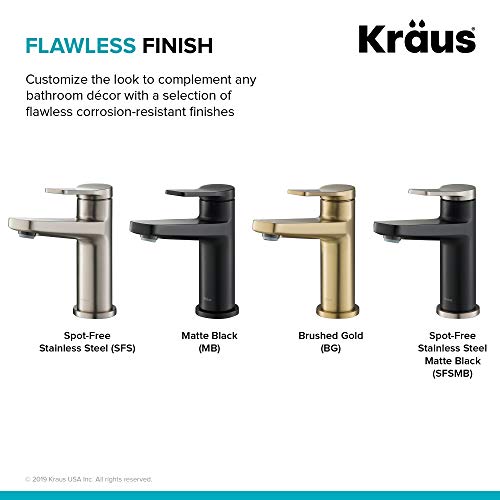 KRAUS Indy Single Handle Basin Bathroom Faucet in Spot Free Stainless Steel, KBF-1401SFS (2-Pack)