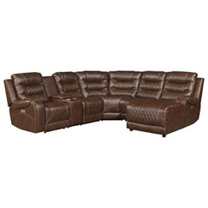 lexicon noura modular reclining sectional sofa, right chaise and left recliner (power), brown