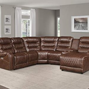 Lexicon Noura Modular Reclining Sectional Sofa, Right Chaise and Left Recliner (Power), Brown