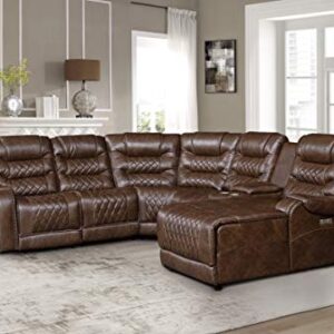 Lexicon Noura Modular Reclining Sectional Sofa, Right Chaise and Left Recliner (Power), Brown