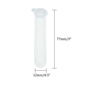 20 Pcs Clear Plastic Tubes with Snap Cap Empty Storage Containers Vials for Beads, Sew Needle, Small Items, 12mm x 77mm