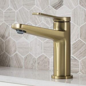 KRAUS Indy Single Handle Basin Bathroom Faucet in Brushed Gold, KBF-1401BG (2-Pack)