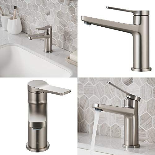 KRAUS Indy Single Handle Basin Bathroom Faucet in Spot Free Stainless Steel, KBF-1401SFS (2-Pack)