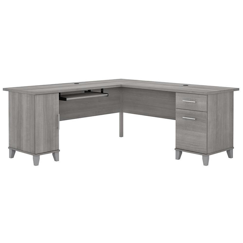 Bush Furniture Somerset 72W L Shaped Desk with Storage in Platinum Gray