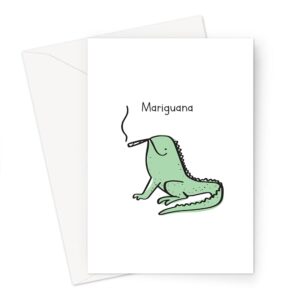 lemon loco mariguana greeting card | weed card, stoner birthday card, funny stoner just because card, cannabis card, marijuana, iguana pun