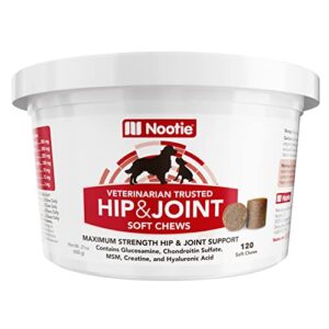 nootie maximum strength hip & joint soft chews for dogs - 120 count