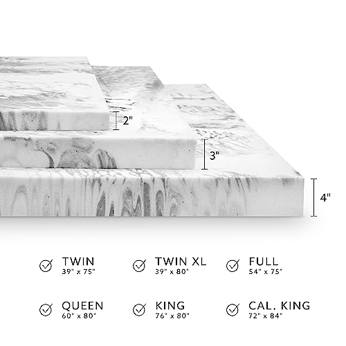 BioPEDIC 4-Inch King Size Mattress Topper, Bamboo Charcoal Infused Medium Plush Memory Foam Mattress Topper, CertiPUR-US Certified, White, King Size (80" L x 76" W x 4" H)