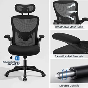 Yaheetech Executive Office Chair Ergonomic Office Chair High Back Adjustable Desk Chair Computer Chair with Adjustable Armrests and Headrest Swivel Task Chair for Office Manager and Study, Black