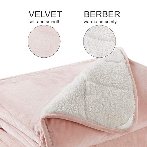 Degrees of Comfort Soft Sherpa Weighted Blanket 7 lbs for Kids, Pink Dual Sided Cozy Fluffy Heavy Throw, Ultra Fuzzy Blankets with Plush Flannel Top, 41"x 60" Blush