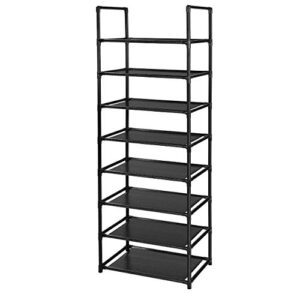 urmsun 8 tiers shoe rack 16-20 pairs sturdy shoe shelf non-woven fabric shoe tower organizer cabinet black tall narrow shoe rack