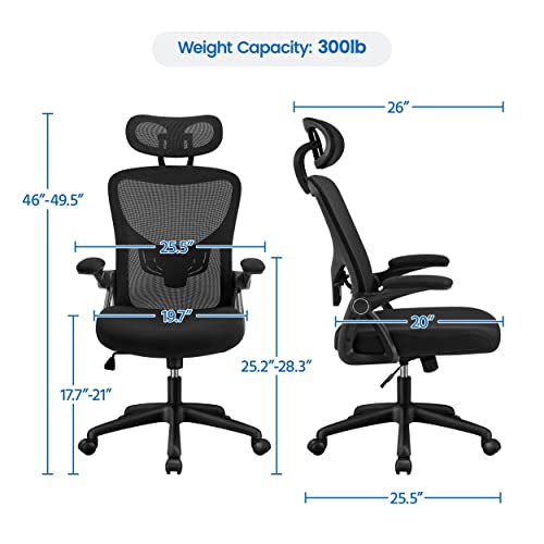 Yaheetech Executive Office Chair Ergonomic Office Chair High Back Adjustable Desk Chair Computer Chair with Adjustable Armrests and Headrest Swivel Task Chair for Office Manager and Study, Black