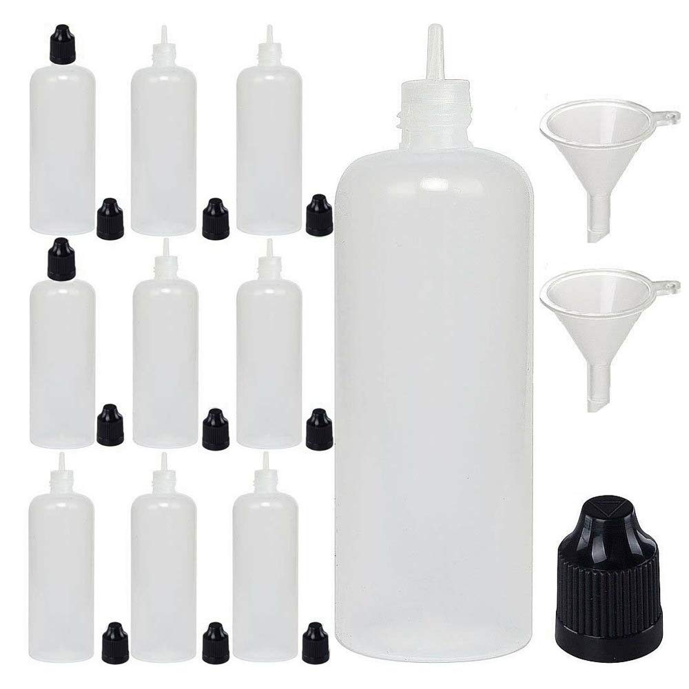 NANSHINE LDPE Plastic Dropper Bottles Empty Squeeze Liquid Eye Dripper Containers with Child Resistant Cap (Bottles + Caps + Tips+label) 100ML x10-Black