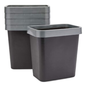 Okuna Outpost Medium Waste Baskets, Black Garbage Cans (11.6 x 11.1 x 7.87 in, 5 Pack)