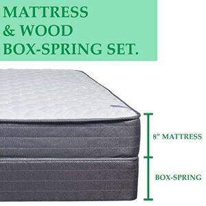 Nutan 8-Inch Gentle Firm Supportive Yet Remarkebly Comfortable Innerspring Mattress and 8" Wood Box Spring/Foundation Set, Full