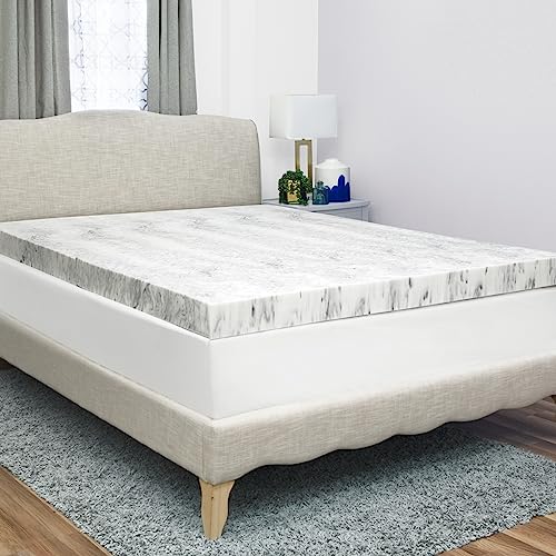 BioPEDIC 4-Inch King Size Mattress Topper, Bamboo Charcoal Infused Medium Plush Memory Foam Mattress Topper, CertiPUR-US Certified, White, King Size (80" L x 76" W x 4" H)