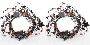 halloween mix candle ring orange black with stars | 2 pc | 4 inch pip berry