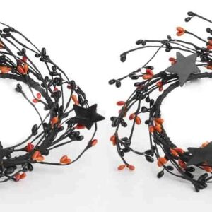 Halloween Mix Candle Ring Orange Black with Stars | 2 Pc | 4 inch Pip Berry