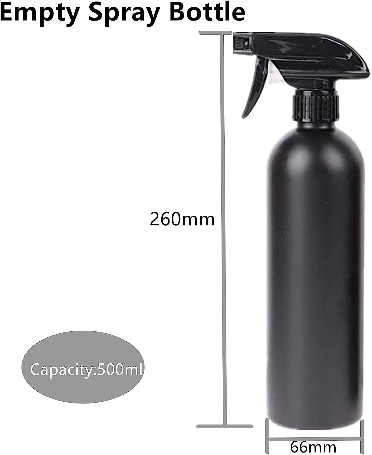 PEPAXON Plastic Spray Bottle for Hair Plant Mister Spray Bottle Cleaning Spray Bottle 500ml Black Pack of 2 17OZ (2)