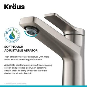 KRAUS Indy Single Handle Basin Bathroom Faucet in Spot Free Stainless Steel, KBF-1401SFS (2-Pack)