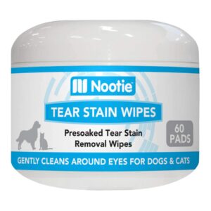 nootie tear stain wipes for dogs & cats, gently remove and prevent tear stains with aloe vera, 60 count