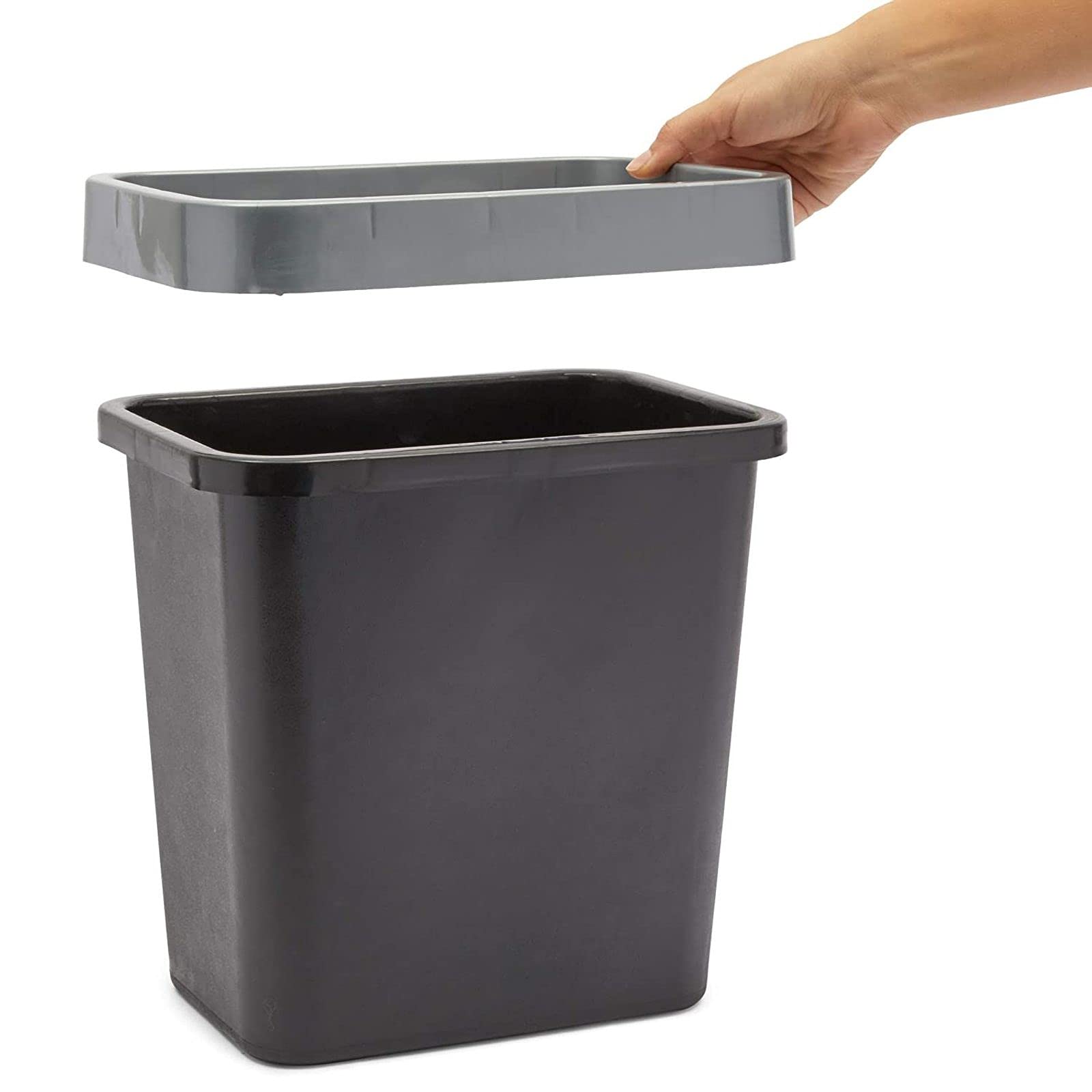 Okuna Outpost Medium Waste Baskets, Black Garbage Cans (11.6 x 11.1 x 7.87 in, 5 Pack)