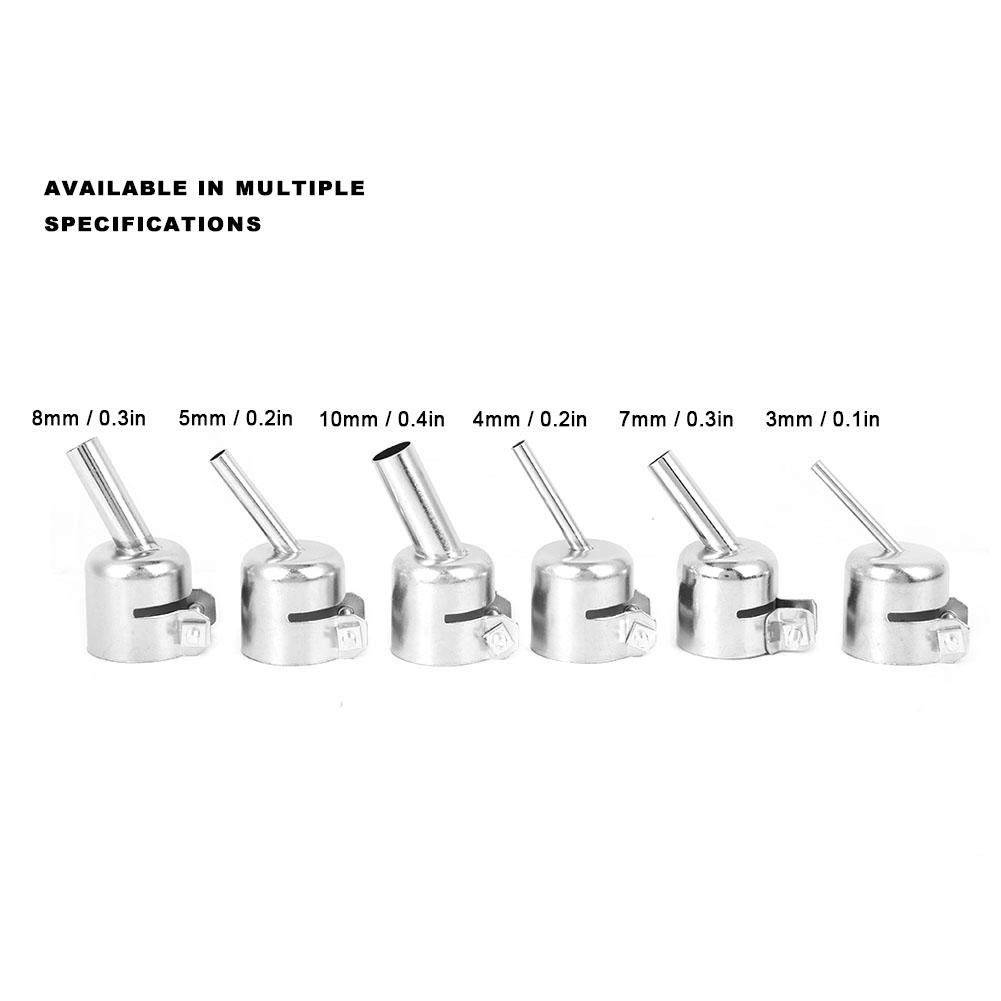 6PCs Hot Air Gun Nozzles Kits Short Oblique Nozzle Round Aluminum Alloy Material 861DW Hot Air Gun Soldering Desoldering Station Repair Tools for 850 850A 852 852D 852D+ 950