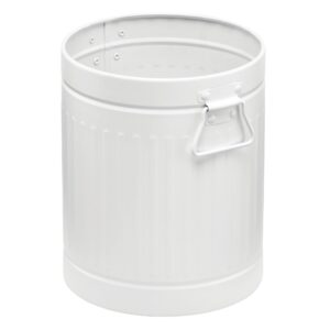 mdesign steel metal 2 gallon/7 liter trash can wastebasket, garbage bin with handles for bathroom, kitchen, bedroom, office - holds trash, waste, garbage, recycling - white