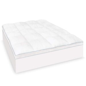 charisma luxury plush 3.5-inch memory foam cluster and gel fiber mattress topper-queen, white