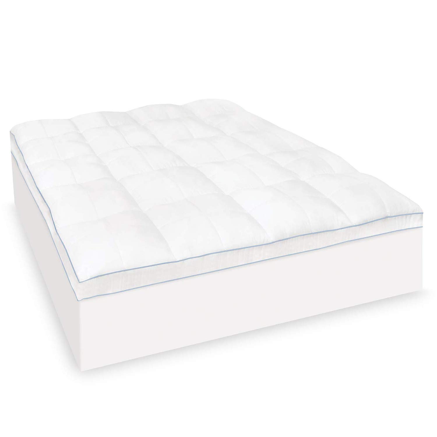 Charisma Luxury Plush 3.5-Inch Memory Foam Cluster and Gel Fiber Mattress Topper-Queen, White