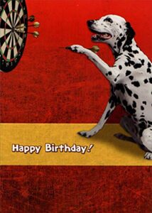 designer greetings dalmation playing darts funny : humorous dog birthday card