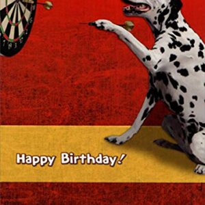 Designer Greetings Dalmation Playing Darts Funny : Humorous Dog Birthday Card