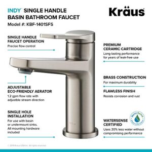 KRAUS Indy Single Handle Basin Bathroom Faucet in Spot Free Stainless Steel, KBF-1401SFS (2-Pack)