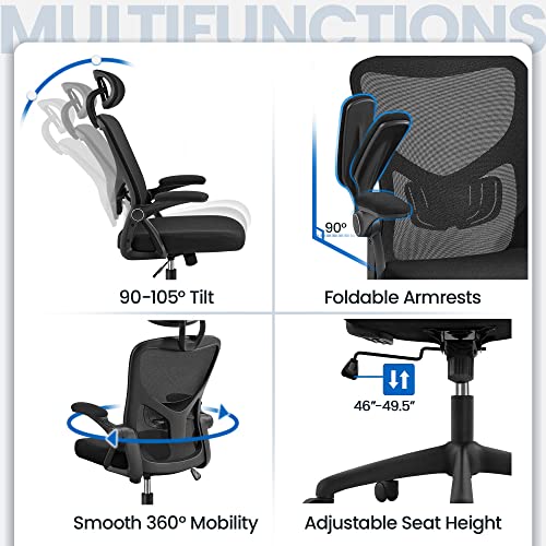 Yaheetech Executive Office Chair Ergonomic Office Chair High Back Adjustable Desk Chair Computer Chair with Adjustable Armrests and Headrest Swivel Task Chair for Office Manager and Study, Black