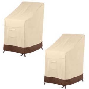 vailge stackable patio chair cover,100% waterproof outdoor chair cover, heavy duty lawn patio furniture covers,fits for 4-6 stackable dining chairs,2 pack-36"lx28"wx47"h,beige&brown