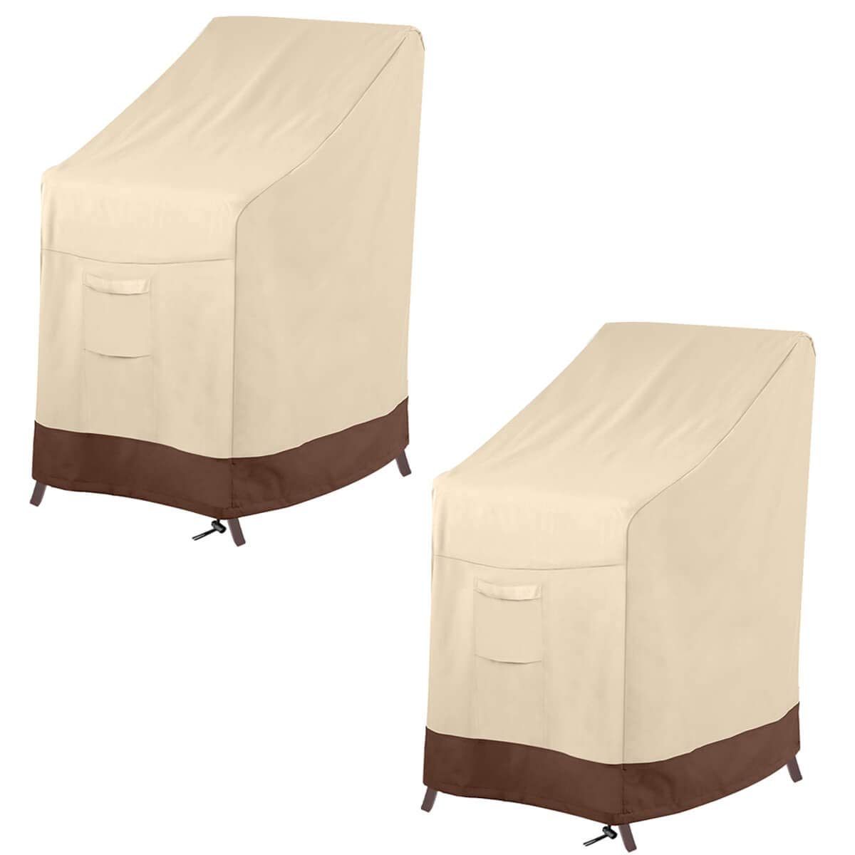 Vailge Stackable Patio Chair Cover,100% Waterproof Outdoor Chair Cover, Heavy Duty Lawn Patio Furniture Covers,Fits for 4-6 Stackable Dining Chairs,2 Pack-36"Lx28"Wx47"H,Beige&Brown