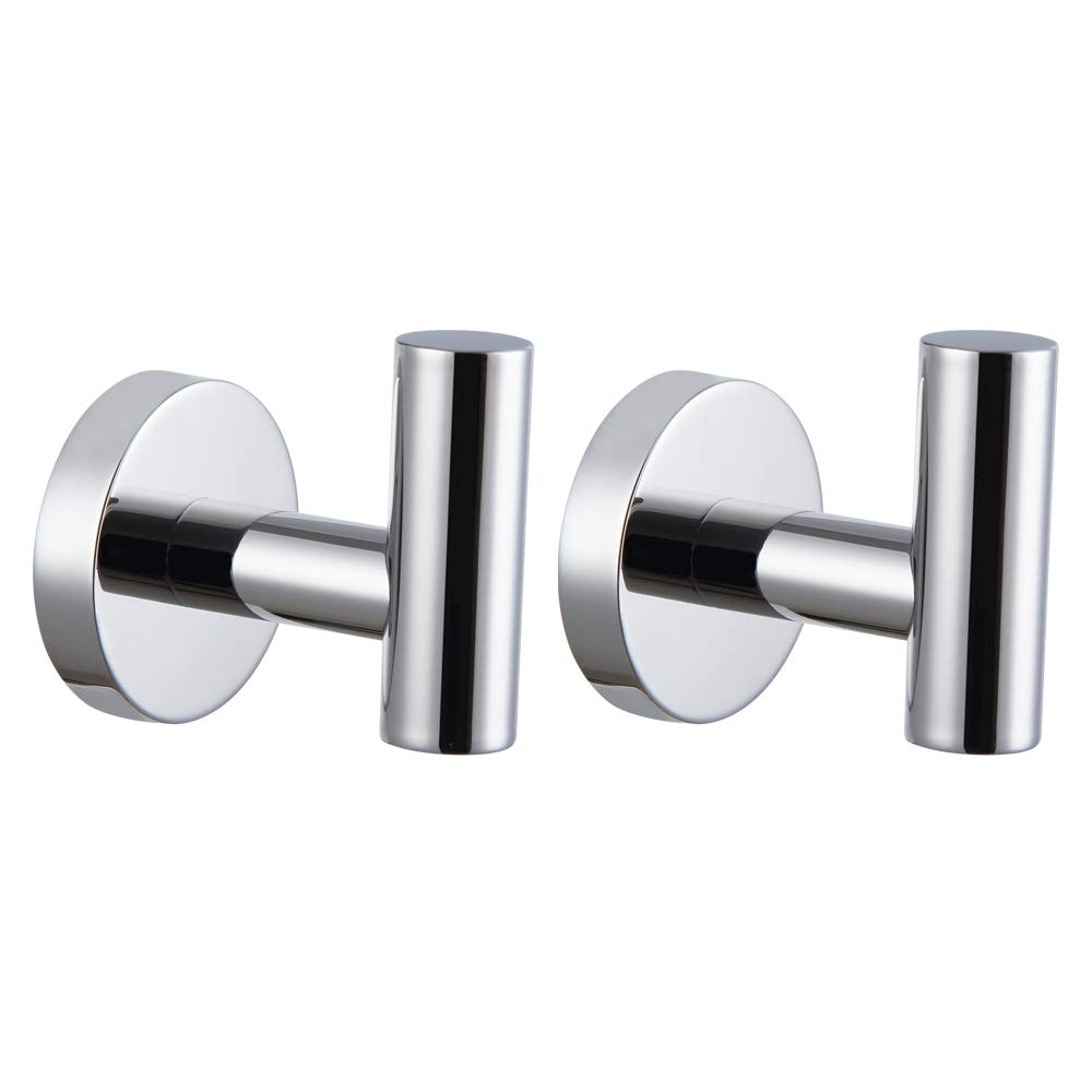 kimzcn Polished Stainless Steel Towel Coat Hooks Bathroom Clothes Garage Hotel Cabinet Closet Sponges Robe Hook Wall Mounted Round Kitchen Heavy Duty Bath Door Hanger 2 Pack