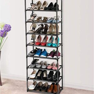 UrMsun 8 Tiers Shoe Rack 16-20 Pairs Sturdy Shoe Shelf Non-Woven Fabric Shoe Tower Organizer Cabinet Black Tall Narrow Shoe Rack