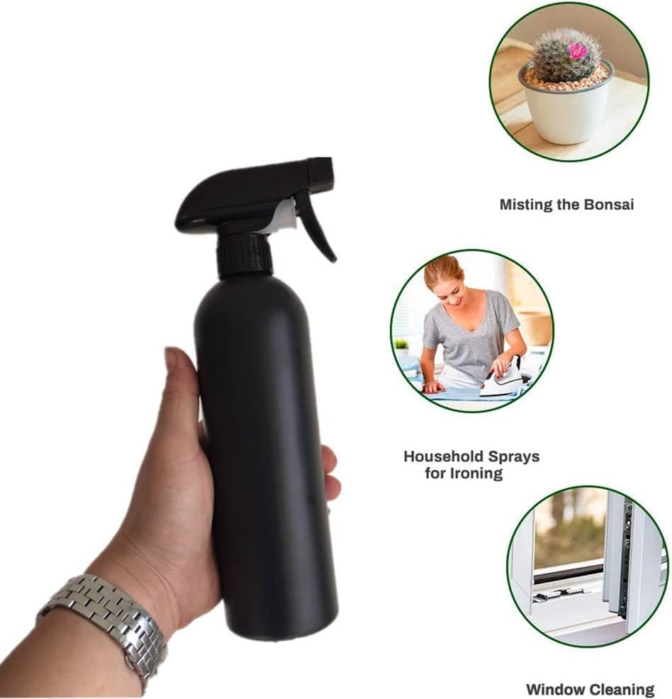 PEPAXON Plastic Spray Bottle for Hair Plant Mister Spray Bottle Cleaning Spray Bottle 500ml Black Pack of 2 17OZ (2)