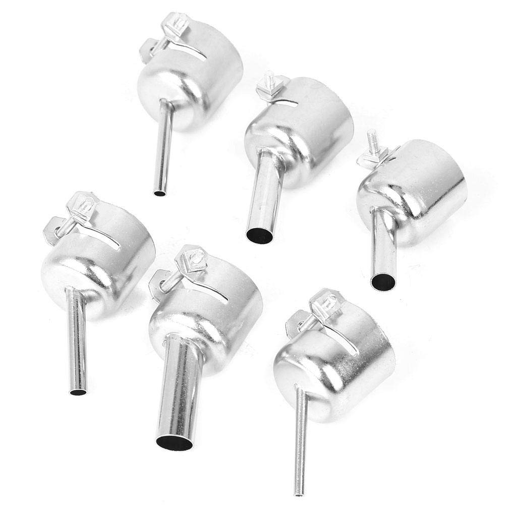 6PCs Hot Air Gun Nozzles Kits Short Oblique Nozzle Round Aluminum Alloy Material 861DW Hot Air Gun Soldering Desoldering Station Repair Tools for 850 850A 852 852D 852D+ 950