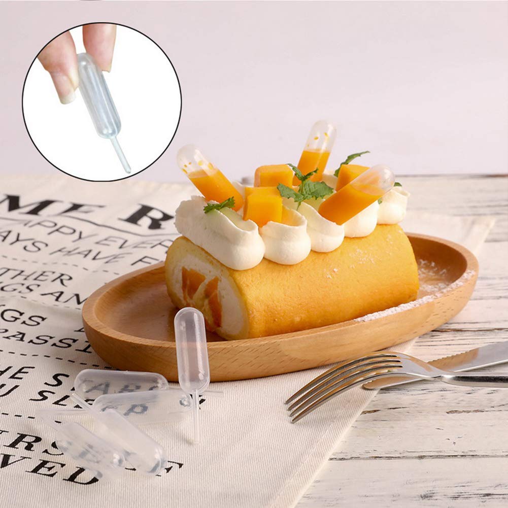 100PCS 4ml Mini Squeeze Cupcakes Pipettes Clear Plastic Transfer Liquid Dropper Pipettes for Strawberries. Cupcakes, Ice Cream and Chocolate, Kitchen Party Supplies