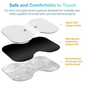 LotFancy TENS Unit Pads 4.3” X 6”, 4Pcs Snap Electrode Pads Large, Butterfly Shape, Reusable, Self-Adhesive