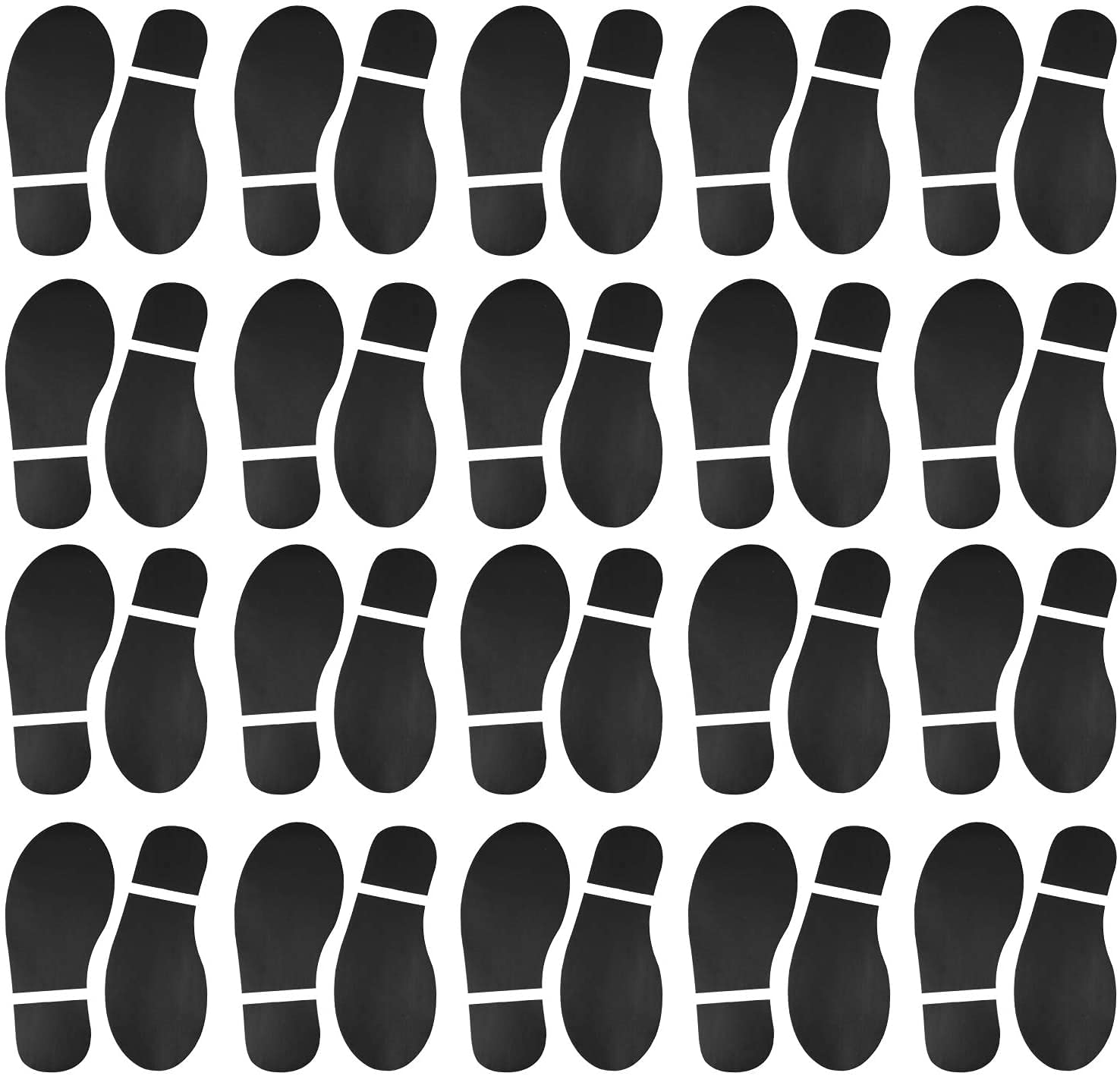 20 Pairs 40 Prints Black Shoes Footprint Stickers PVC Footprint Decals for Office School Floor Wall Stairs to Guide Directions